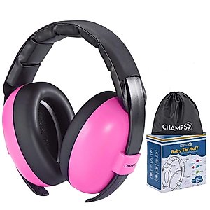 CHAMPS Baby Ear Muffs, Baby Earmuff Noise Protection Reduction Headphones for 0-3 Years Babies, Toddler, Infant, Safety Hearing Ear Muff Shooting Range Hunting Season [Pink]