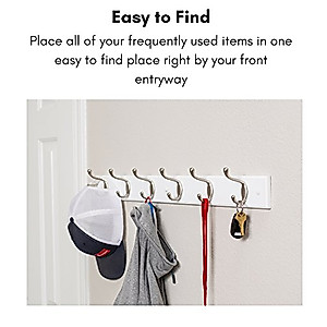 BIRDROCK HOME Hook Coat and Hat Rack - 2 Pack - 6 Hooks - 27 Inches - Wall Mount - Decorative Home Storage - Entryway Foyer Hallway Bathroom Bedroom Rail - Satin Nickel Hooks - White Pine Bathroom