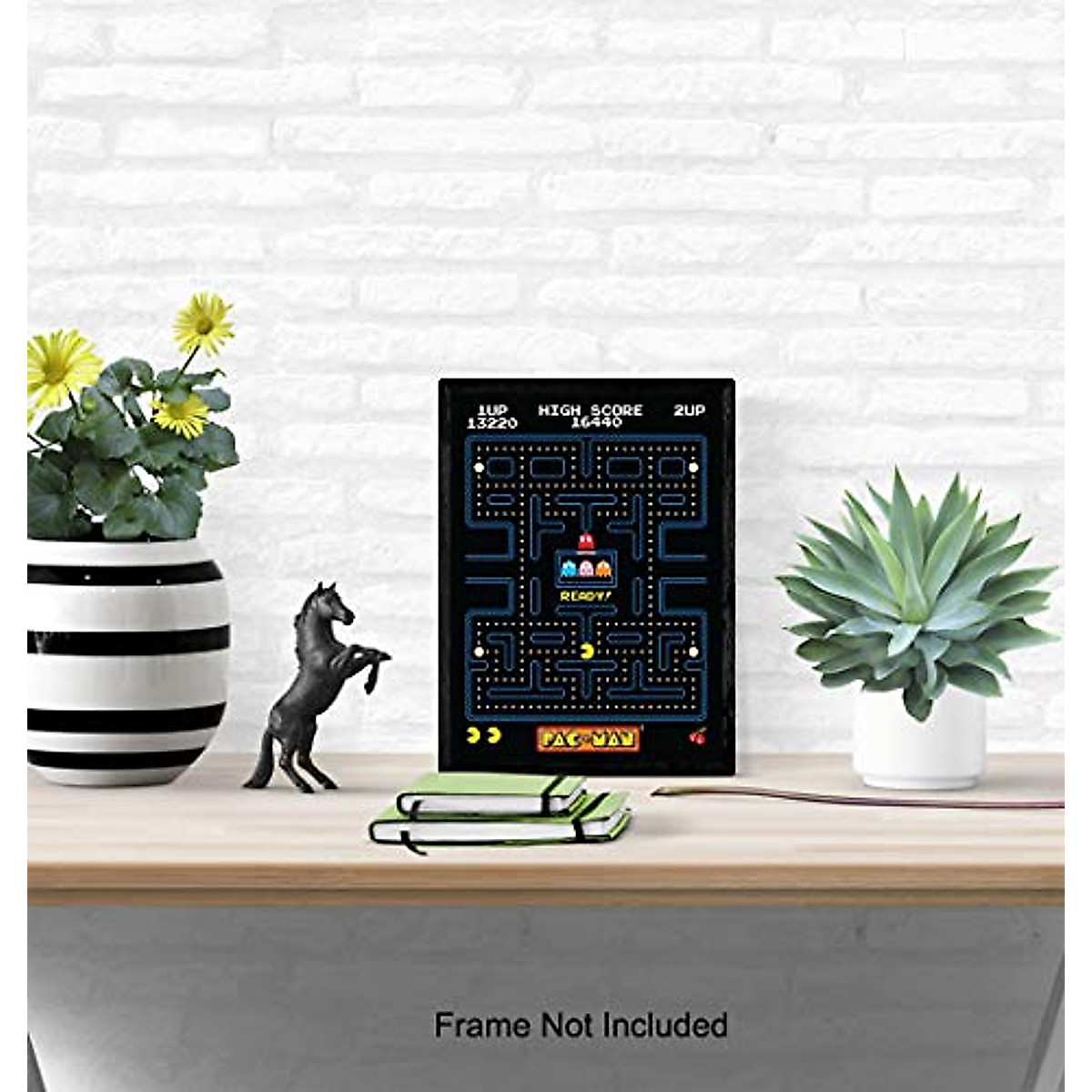 Pacman Arcade Game Poster - 8x10 Pac Man Wall Decor - Cool Unique Gift for Boys, Men, Gamer, Video Game, Arcade Games, Xbox, Nintendo, Gaming Fan - Game Room Decor