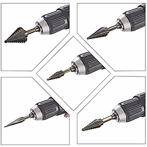 Vila 5-Pieces High Speed Steel Drill Set, Triangle-Shaped with Round Handle, Multiple Hole Sizes, Aluminum Case Included, for Laminates, Plastics, Plywood, Acrylic, Thin Metal