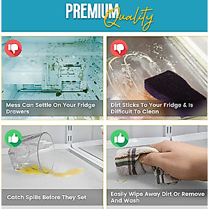 Refrigerator Liners for Shelves (8 Pack) by Linda’s Essentials | Easy to Clean Fridge Liner with Spill Protection Refrigerator Shelf Liners & Drawer Liner | Nonslip BPA-Free Refrigerator Mats (Clear)