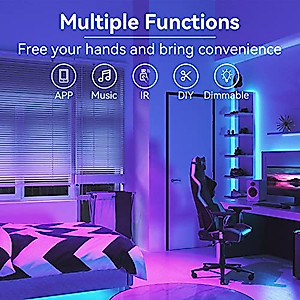 Led Strip Lights, 16.4ft Smart Lights with App Remote Control, RGB Color Changing Led Lights for Bedroom, Home, TV, Parties and Christmas Decoration