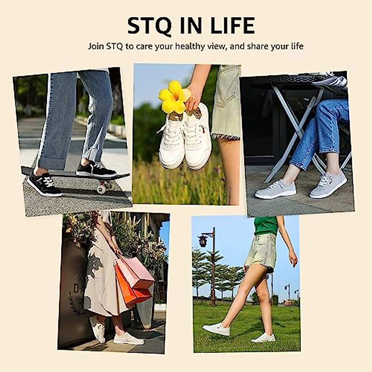 STQ Womens Slip On Sneakers Classic Low Top Canvas Shoes Casual Comfortable Walking Sneakers Light Grey Size 6