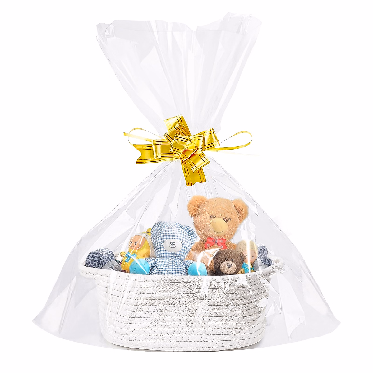 Lechay Small Woven Basket with Handles, Baskets Empty with Bags and Ribbons for Valentine's Day, Wedding, Birthday, Easter