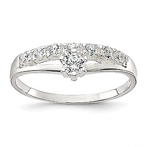 IceCarats 925 Sterling Silver Row Solitaire Cubic Zirconia CZ Promise Ring Engagement Wedding Band Bridal Jewelry Size 7