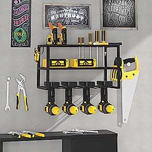 Dosker Tool Shelf & Organizer Wall Mounted Garage Storage Rack 3 Layers Heavy Duty Metal Drill Holder Utility Storage Rack Garage, Workshop and Warehouse for Dad Gifts 2PC