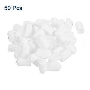 uxcell 50Pcs Rubber End Caps, 10mm/0.39" ID Rubber End Caps, PVC Caps Rubber Screw for Bolts Screw Caps Thread Protectors Tube Screw Bolt, White