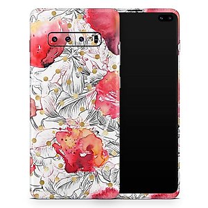 DesignSkinz Karamfila Watercolo Poppies V29 Protective Vinyl Decal Wrap Skin Cover Compatible with The Samsung Galaxy S20 (Screen Trim & Back Glass Skin)