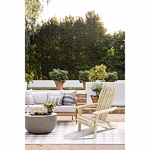 LuxenHome Folding Adirondack Chair, Lounge Chairs for Outside, Adirondack Chairs, Oversized Fire Pit Chair, Outdoor Lounge Chairs, Natural Fir Wood Lawn Chairs for Patio, Poolside, Garden, Backyard