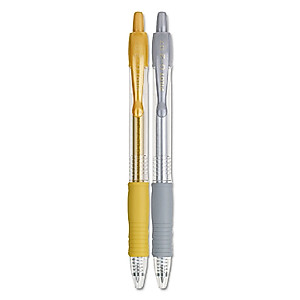 Pilot, G2 Metallics Gel Roller Pens, Fine Point 0.7 mm, Gold & Silver, Pack of 2