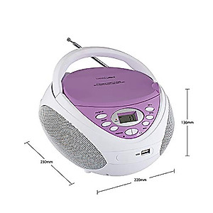 HANNLOMAX HX-326CD Portable CD/MP3 Boombox, AM/FM Radio, USB Port for MP3 Playback, Aux-in, LCD Display, AC/DC Dual Power Source. (White)