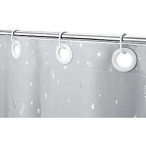 White Plastic Shower Curtain Rings Hooks for Bathroom Shower Window Rod (White 24 Pack)