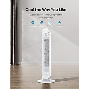 Dreo Nomad One Tower Fan with Remote, 24ft/s Velocity Quiet Cooling Fan, 90° Oscillating 4 Speeds, Modes, 8H Timer, Bladeless Standing Floor Fans, White, 36inch