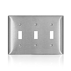 Leviton SL3 C-Series 3-Gang 3 Toggle Switch, Type 430 Stainless Steel