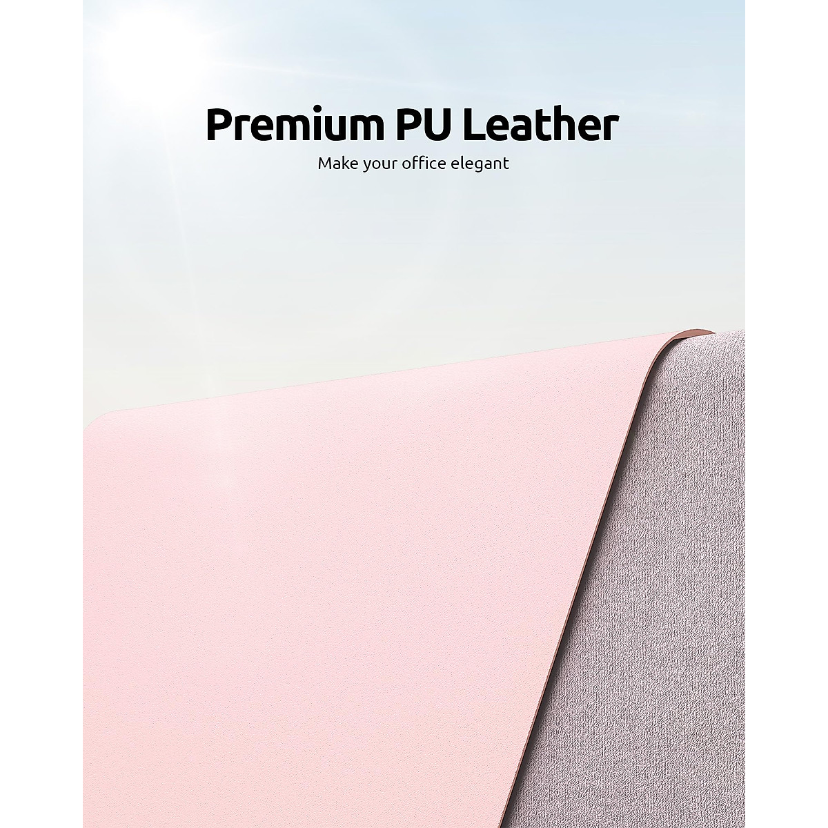 YSAGi Leather Desk Protector, Office Mat, Large Mouse Mat, Non-Slip PU Leather Blotter, Laptop Pad, Waterproof Writing Pad for Office and Home (Light Pink, 23.6" x 13.8")