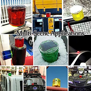 LEDHOLYT Solar Strobe Warning Light, Strong Magnetic Base Solar Emergency Strobe Warning Light, Automatic Turn On Safety Road Construction Traffic Flashing Beacon Light (Yellow)