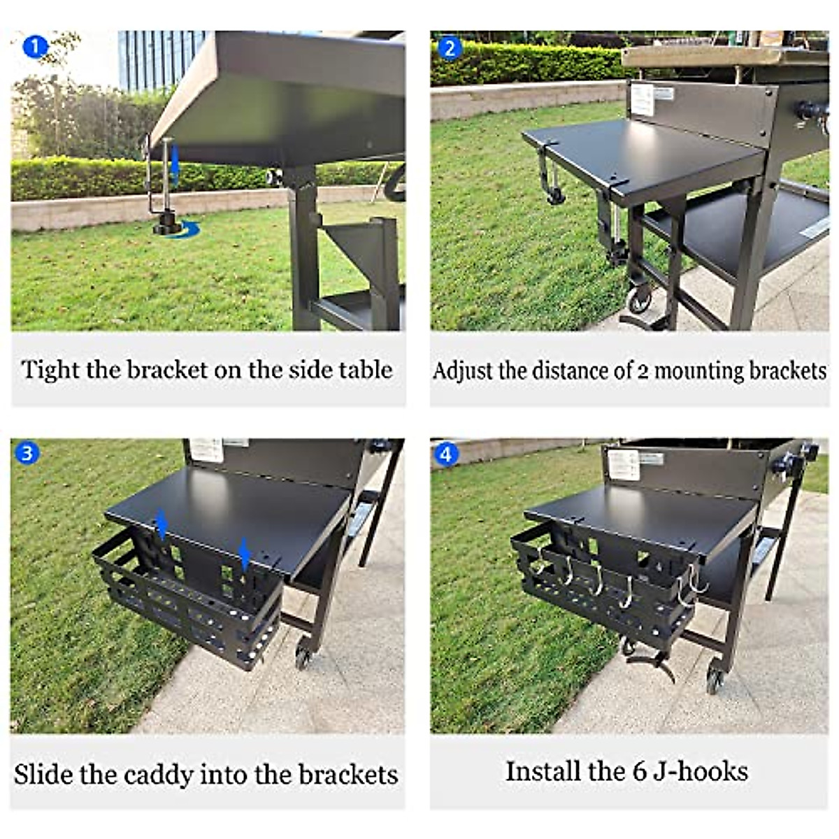 MeWeBlue Griddle Caddy Storage, Space Saving Grill Accessories Tool Holder, BBQ Accessories Organizer Box Designed for 28 36 Blackstone Griddle, Tool Free No Drill
