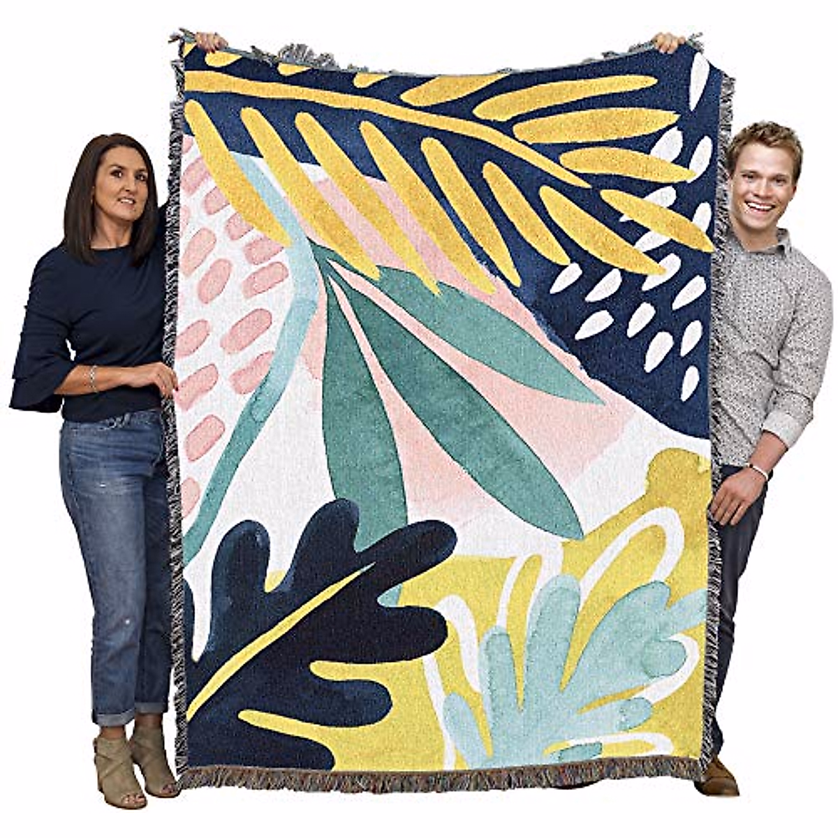 Pure Country Weavers Leaves Blanket Tropical Salve - Grace Popp - Garden Patterns Gift Tapestry Throw Woven from Cotton - Made in The USA (72x54)