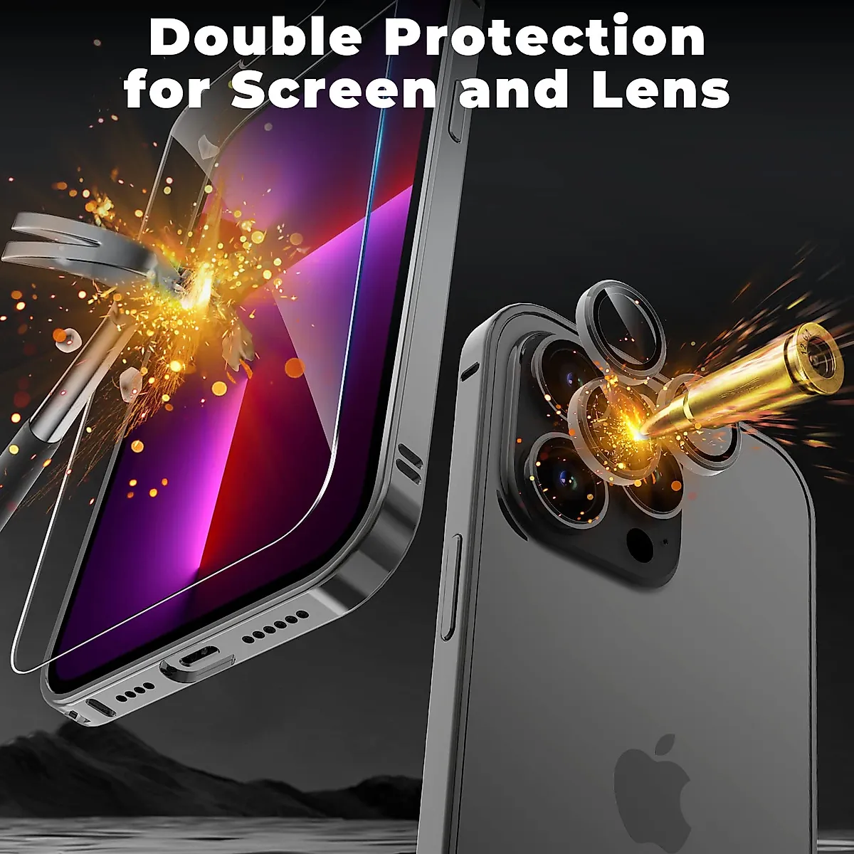 [3 IN 1] Aluminum Metal Bumper Case for iPhone 13 Pro Max, with 1 Pack iPhone 13 Pro Max Screen Protector & Camera Lens Protector, Drop Protection, Shockproof, Compatible with MagSafe, Graphite