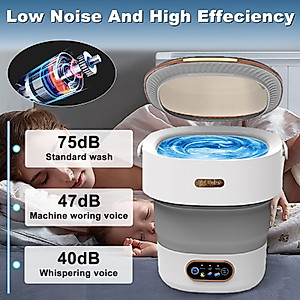 16L Portable Washing Machine, Mini Foldable Washer with Spin Dryer, Collapsible lavadora Portatil, Small Compact Luandry Washer for Baby Clothes, Socks, Underwear, Travel Camping Dorm Apartments Gray