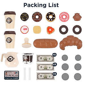 Toy Coffee Maker Machine and Cash Register Kit with Sound Light, GAGAKU Kids Kitchen Pretend Play Sets Kitchen Appliances Toy for Boys Girls