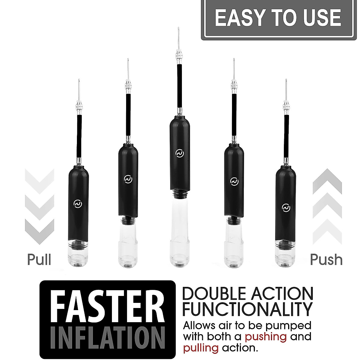 Ball Pump for Sports Balls - 5 Needles - Basketball Pump, Soccer Ball Pump - Air Pump for Balls, Volleyball, Football Accessories Equipment - Hand Pump for Inflatables - Never Lose Pin with Holder