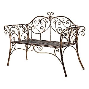 HLC 52" Garden Bench Outdoor Indoor Metal Patio Park Bench for Front Porch,Lawn,Yard, Park Antique Bronze