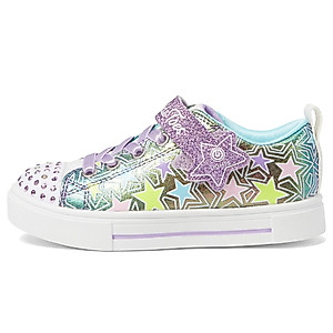 Skechers Kids Girls Twinkle Sparks-Shimmer Star Sneaker, Purple/Multi, 2 Little Kid
