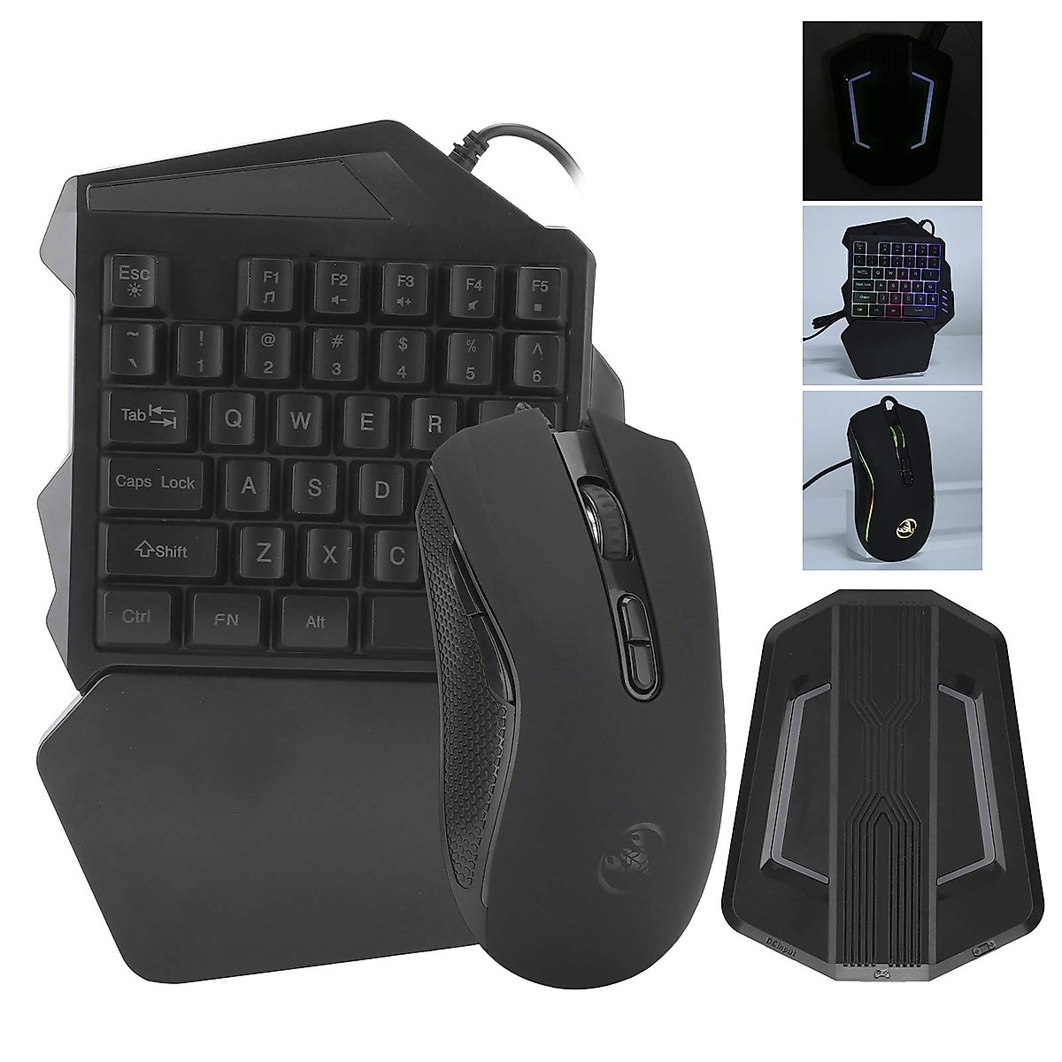 One-Handed RGB Gaming Keyboard and Combo with Converter, 3200 DPI Mouse, 35 Keys Gaming Keypad Adapter Base Kit Set for/X-One/for PS3/X-360/for Switch
