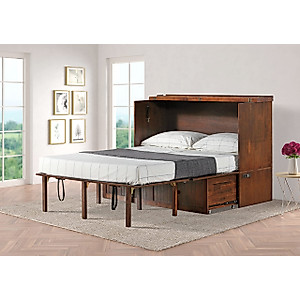 Mega Solutions Murphybedz Tuscany Murphy Cabinet Chest Bed with Charging Station 6 Inch, Queen (Tobacco)
