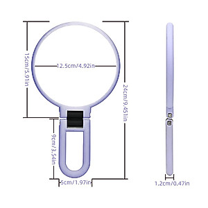 Dolovemk Travel Makeup Mirror with Stand,Suspended Makeup Mirror,Hand Mirrors with Handle Double Side,Travel Folding Hand Held Mirror 15x Magnification(Purple)