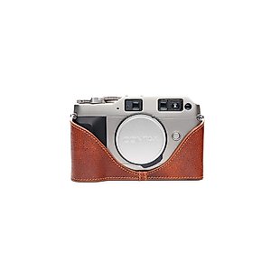 Contax G1 Case, BolinUS Handmade Genuine Real Leather Half Camera Case Bag Cover for Contax G1 Camera with Hand Strap (LavaBrown)