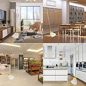 Esuphands Loop-End String Wet Mop Heavy Duty Cotton Mop Commercial Industrial Grade Side Clip-On Mop Head for Floor Cleaning 59"