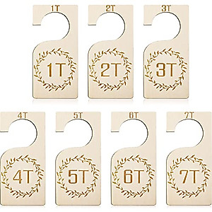 7 Pieces Baby Closet Size Divider Wooden Kids Closet Organizers Hanging Closet Dividers from 1T to 7T for Home Nursery Baby Kids Newborn Infant Clothes