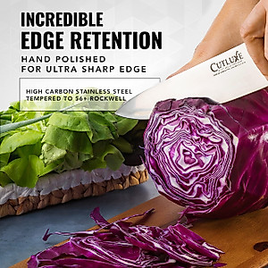 CUTLUXE Chef, Santoku & Utility Knife Set – Forged High Carbon German Steel – Full Tang & Razor Sharp – Ergonomic Handle Design – Artisan Series