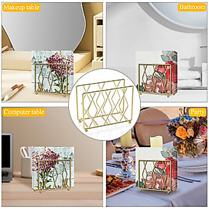 LWSFF Napkin Holder for Table, Modern Metal Napkin Holders for Paper Napkins & Kitchen Dining & Countertops, Cocktail Upright Napkin Holder Dispenser Suitable for All Room Decors (Small, Gold)