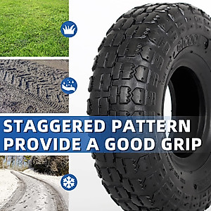 GICOOL 4.10/3.50-4 Replacement Tire and Inner Tube Set, 2 Pack, 10" Heavy Duty Tire and Tube, TR-13 Straight Valve Stem, for Hand Truck Trolley Dolly Garden Wagon Cart Wheel Replacement