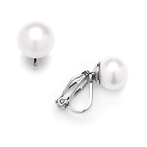 Mariell White Freshwater Pearl Stud Clip On Earring for Women, 9mm, Non-Pierced Earring Birthday Gift