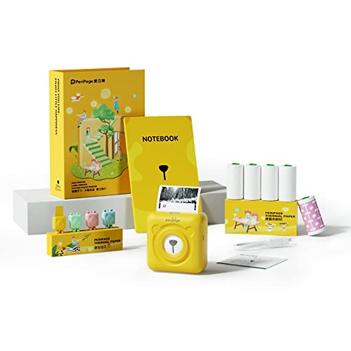 PeriPage A6 Mini Printer, Maximum Printing Width 2", Wireless Bluetooth Portable Thermal Printer, 203 DPI Clear Resolution, Connected Through Mobile APP, Can Print Labels, Stickers, Photos (Gift Box)