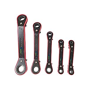 EZ Travel Collection Offset Ratchet Box Wrench Set 5 Piece SAE Forged Polished Full Automotive
