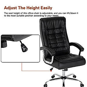 Hoxne Executive Office Chair Adjustable Leather Chair High Back Swivel Office Desk Chair with Padded Armrest 350lbs Load-Bearing Spring Seat Computer Desk Chair for Home Office (Black)
