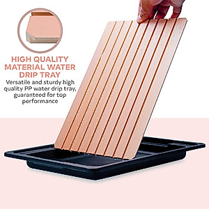 Premium Ultra Fast Defrosting Tray for Frozen Meat, Miracle Thaw Defrosting Tray, Extra Thick Meat Defroster Tray for Quick Thawing, Rose Gold Defrosting Plate Board with Sturdy Water Drip Tray