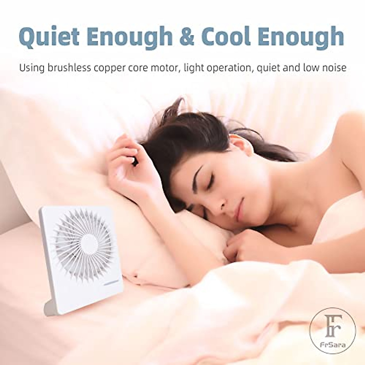 FrSara Fan USB Desk Personal Fan, 4.5Lnch，Long Battery Life, Quiet Portable Mini Table Fan, Three Wind Speed Adjustment, Small Portable and Personal Fan Perfect for Use in Home, Office, Desktop