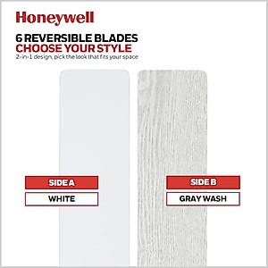 Honeywell Ceiling Fans Kaliza Modern 56 Inch Ceiling Fan with Light, Remote Control Fan, LED Indoor Fan with 6 Blades, Gray Wash and White Blade Finish Options, Bright White (51477-01)