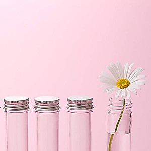 BTSD-home 25x140mm(40ml) Plastic Test Tubes with Screw Caps for Gumball Candy Storage, Bath Salt Vials, Hot Cocoa Containers, Bridal Shower, Baby Shower, Wedding, Kids Birthday Party Favors（30 Pack）