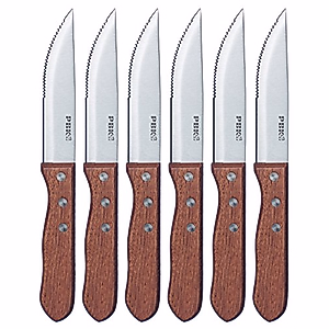 PBKay Wooden Steak Knife Set/Premium Stainless steel Knives with Rosewood Handle and Gift Box (set of 6)