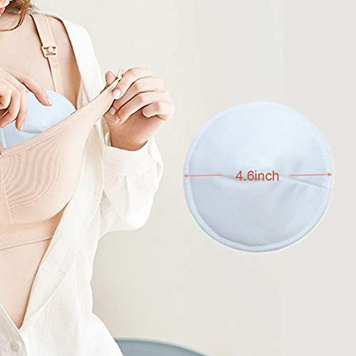 Jakuva 16 Pack Organic Bamboo Nursing Nipple Pads with Laundry Bag, Reusable Nursing Bra Pads, Ultra Soft, Leak-Proof, Washable Nipplecovers for Breast Feeding (Medium, 3.9")