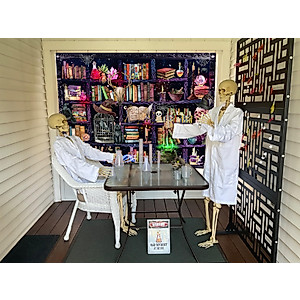 Halloween Chemistry Laboratory Backdrop 7x5FT Mad Scientist Laboratory Banner Skull Poison Apothecary Magical Bookshelf Background for Kids Halloween Party Decorations Supplies Photo Props