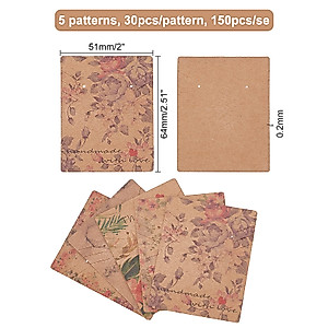 FINGERINSPIRE 150 pcs Flower Patterns Jewelry Display Cards Necklace Display Cards Cardboard Display Hanging Cards for Earrings, Necklaces, Bracelets(2.5x2inch)
