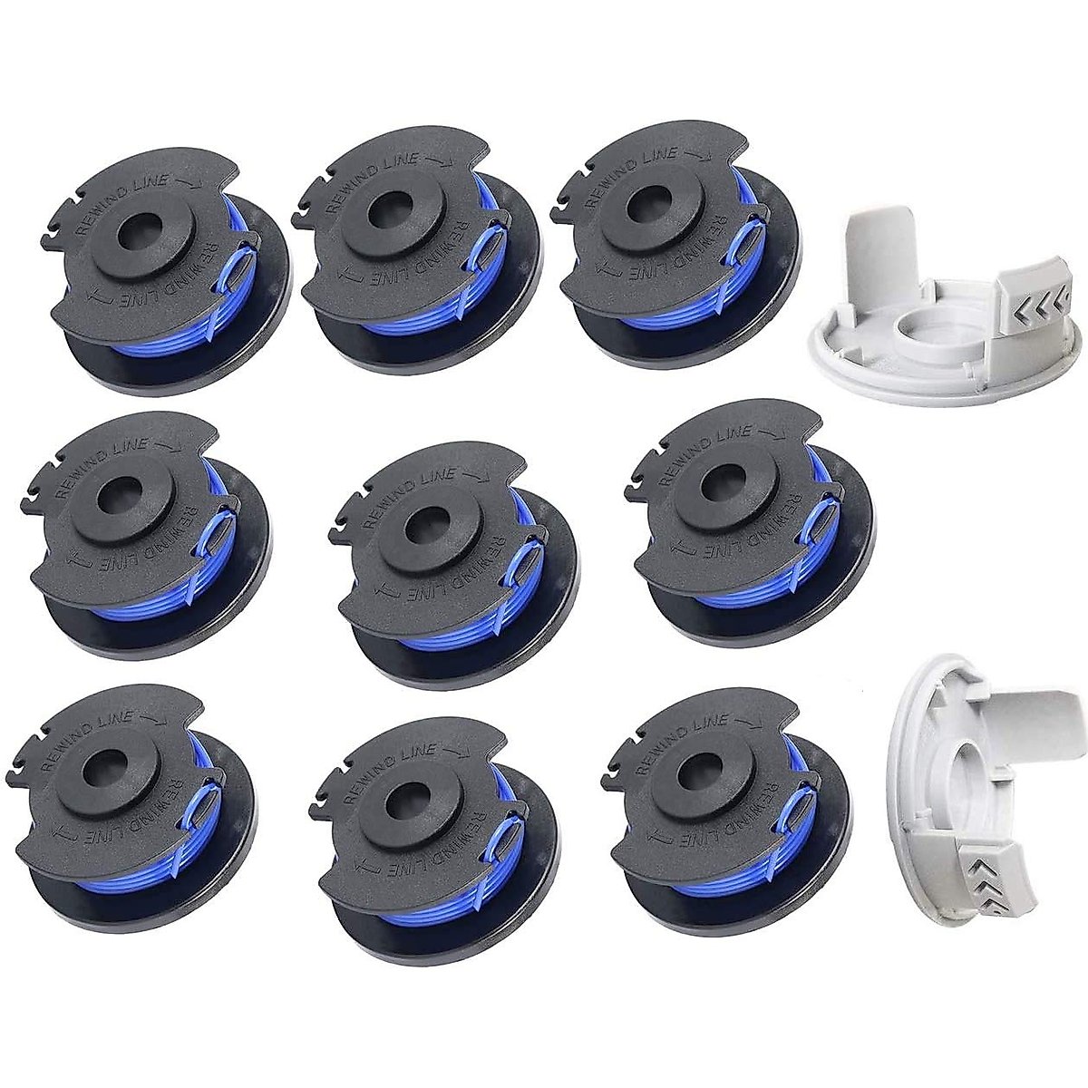 AC14RL3A String Trimmer Replacement Spool Line, 0.065" Autofeed Replacement Spools for Ryobi 18V, 24V, and 40V Cordless Trimmers,for ryobi 0.065 Trimmer line(9 Spool, 2 Cap)